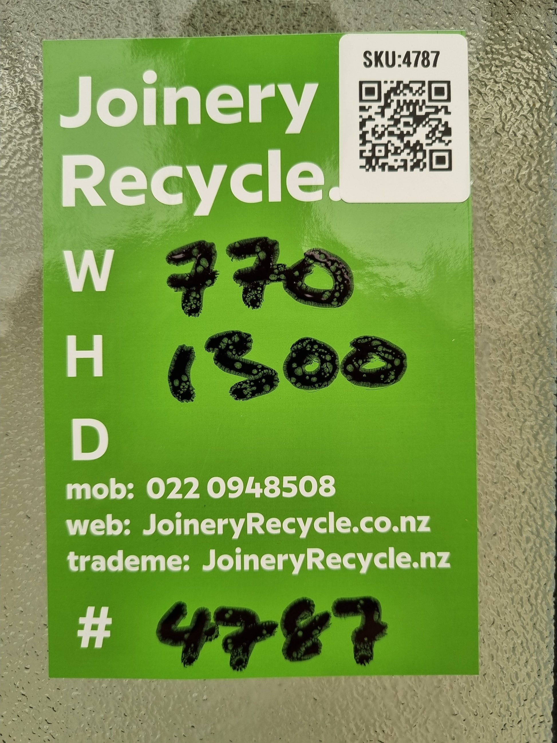 Aluminium BATHROOM Window White 770 W x 1300 H [#4787 SF] - Joinery Recycle