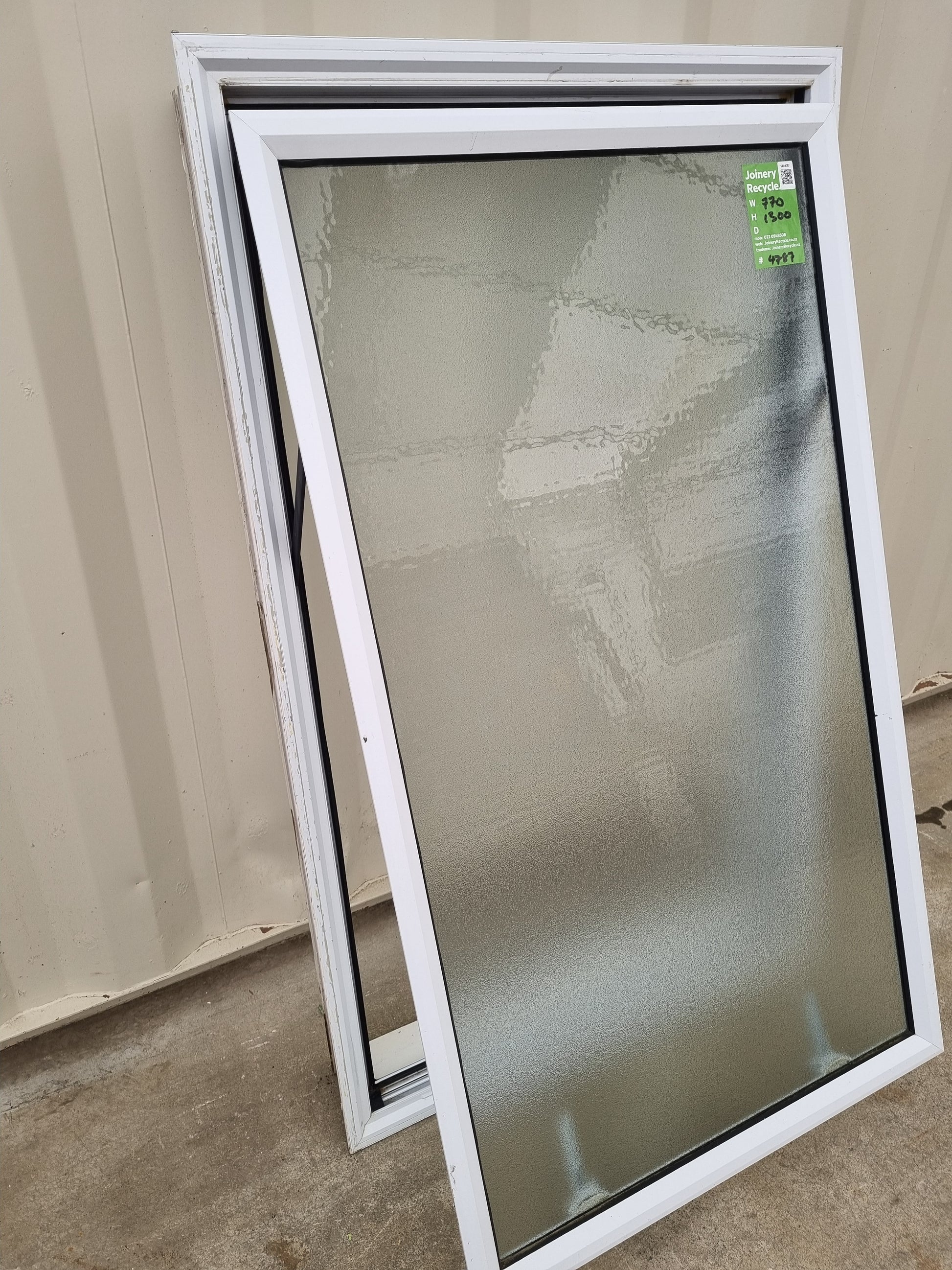 Aluminium BATHROOM Window White 770 W x 1300 H [#4787 SF] - Joinery Recycle