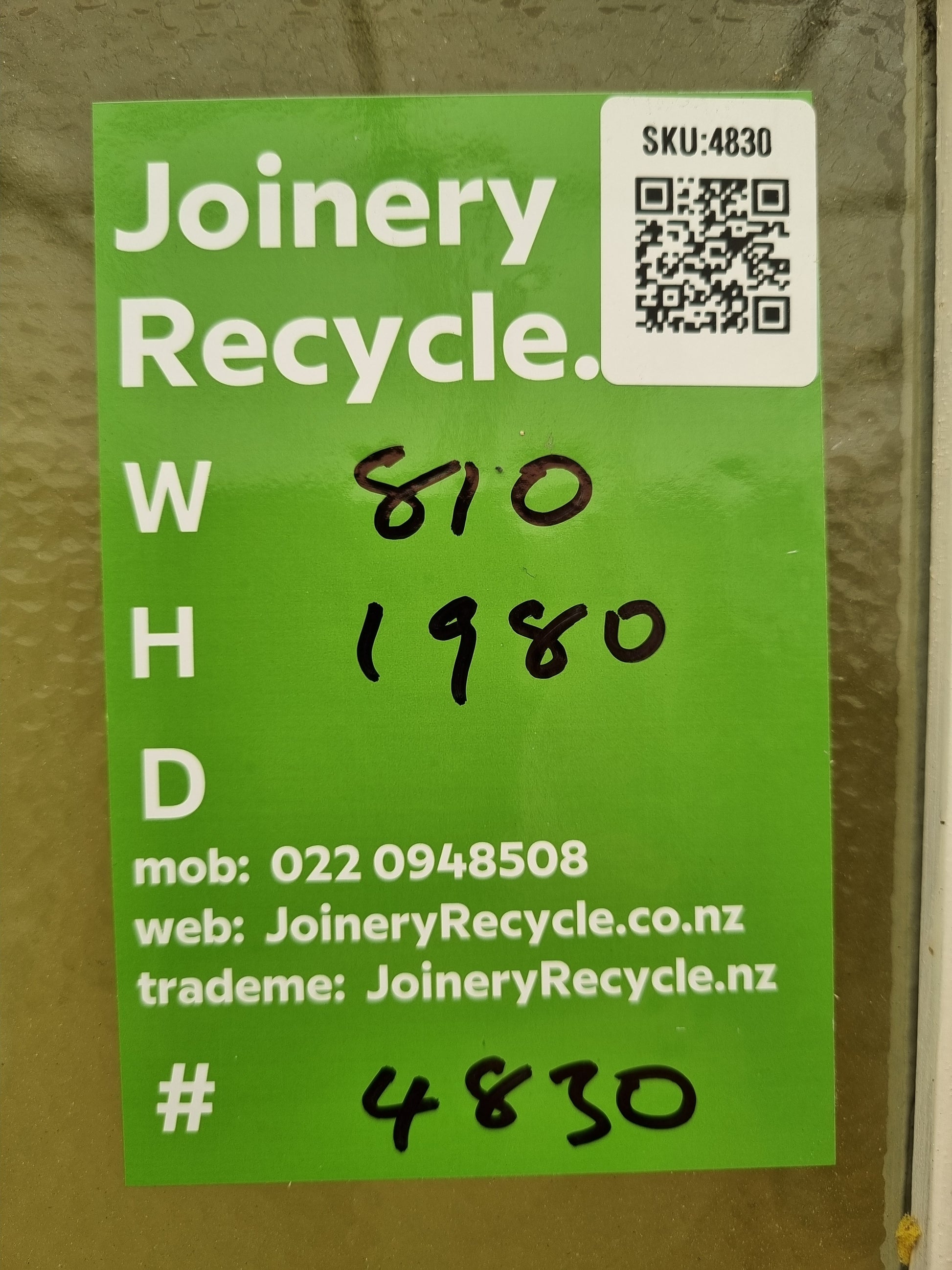 Solid Wood and Glass Door Leaf 810 W x 1980 H [#4830] - Joinery Recycle