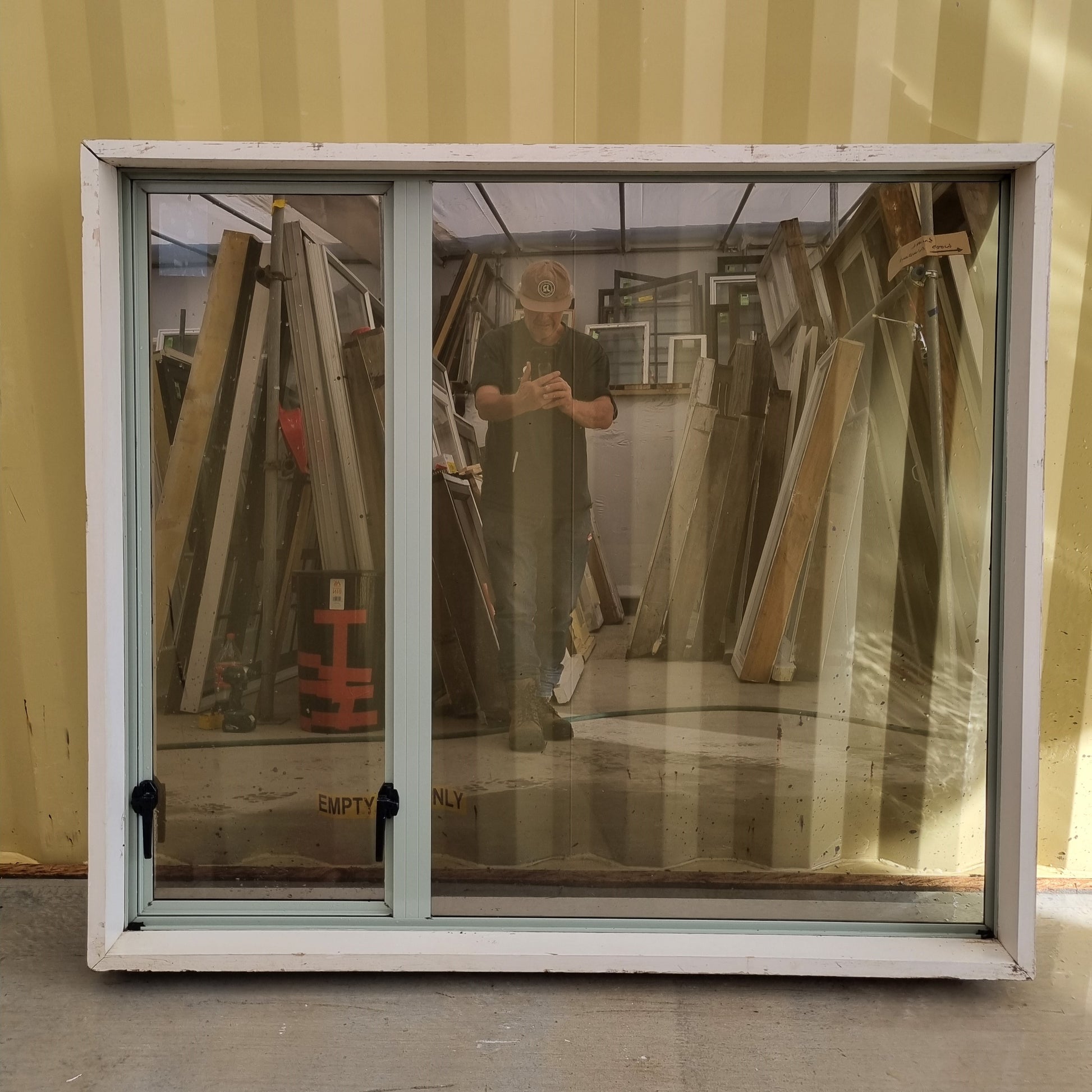Aluminium Window Green 1490 W x 1300 H [#4846] - Joinery Recycle